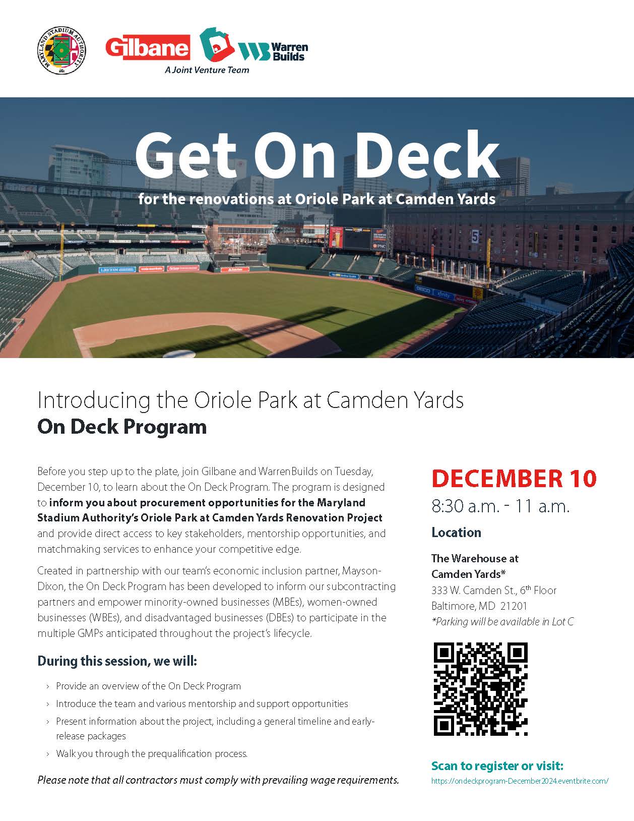 Oriole Park at Camden Yards On Deck Program | Maryland Stadium Authority